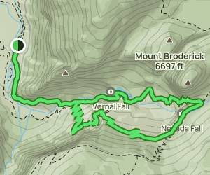 Vernal and Nevada Falls via Mist Trail | Mapa, Roteiro - California ...