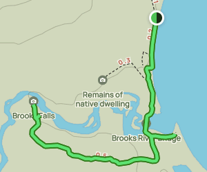 Brooks Lodge, Brooks River Bridge, Riffles Platform and Brooks Falls ...