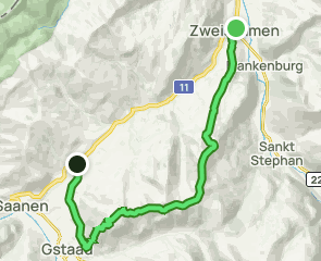 Zweisimmen - Rinderberg - Hornfluh - Schönried, Bern, Switzerland - Map ...