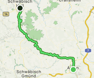 Kocher-Jagst cycle path stage 1: Aalen - Schwäbisch Hall | Map, Guide ...